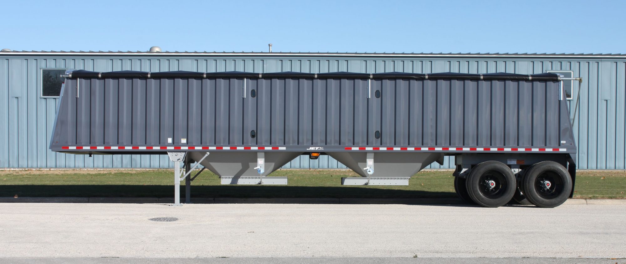 Grain-Hopper-Trailer-Gray-Steel-Black-Wheels - Jet Co Trailers