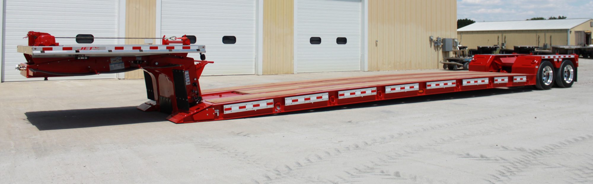 Lowboy-Trailer-Red-Tandem-Axle - Jet Co Trailers