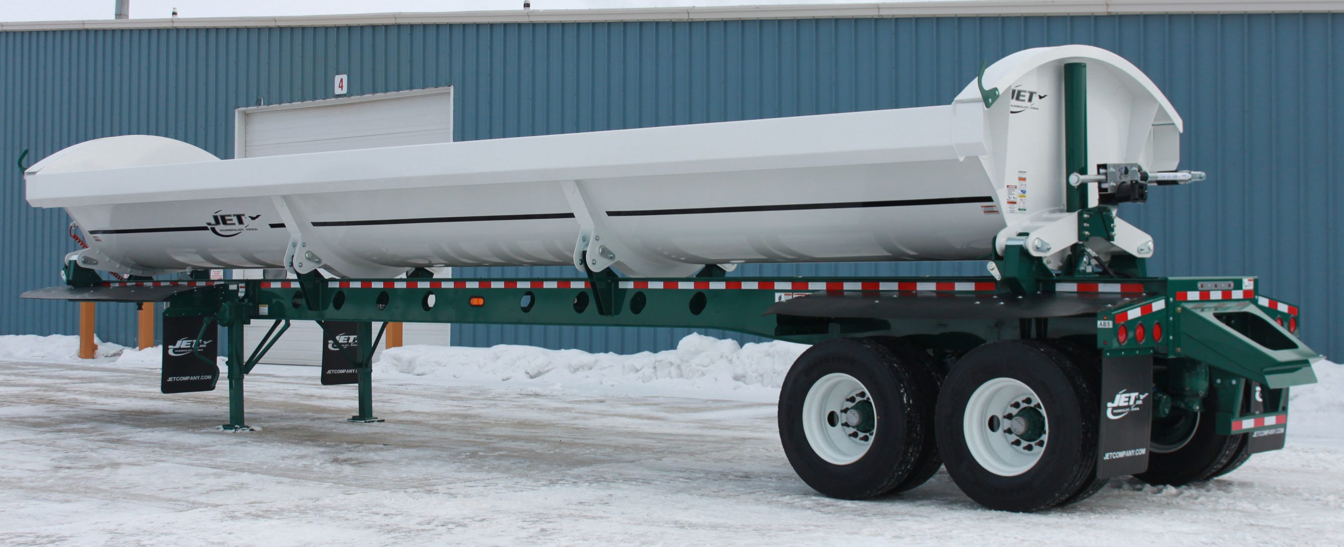 Side-Dump-Trailer-White-36-foot-Tub-Green-Tandem-Axle-Chassis - Jet Co ...